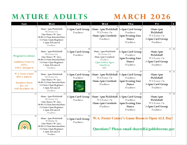 50+ Programs – Goldsboro Parks and Recreation
